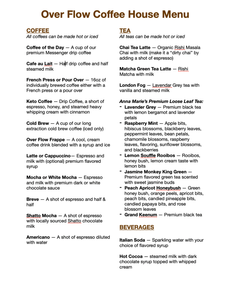 Home - Over Flow Coffee House